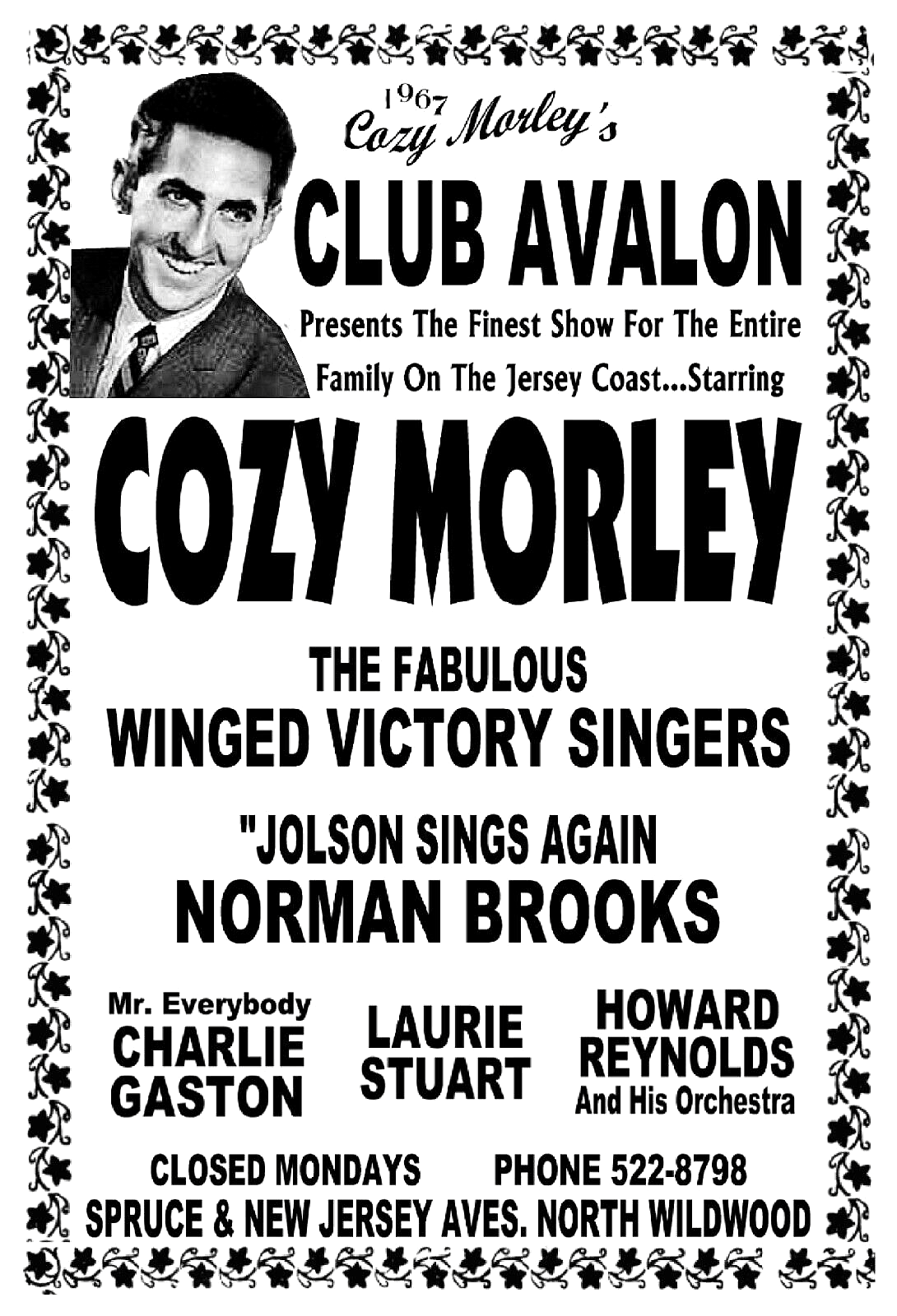 COZY MORLEY 1967 Club Avalon North Wildwood NJ CLUB POSTER | eBay