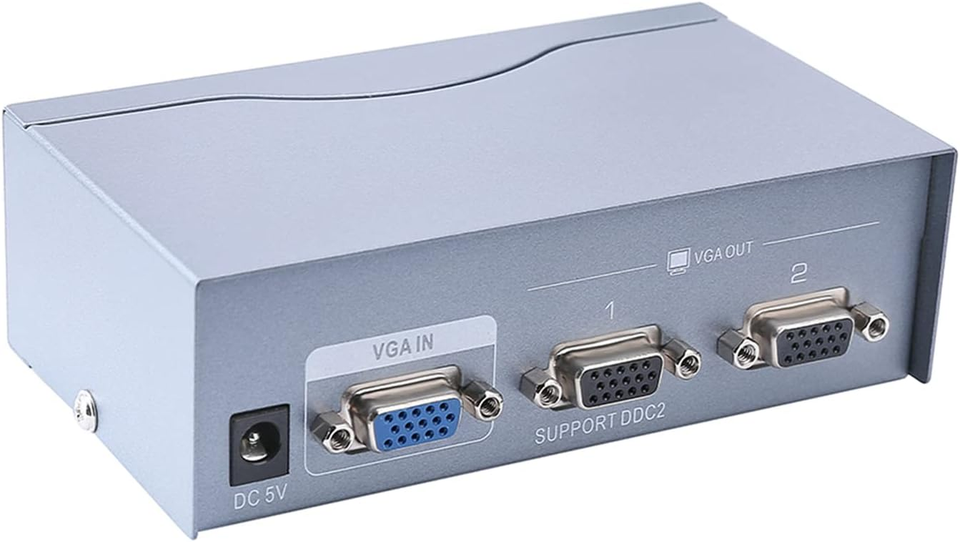 2 Way Powered VGA Splitter Amplifier Box High Resolution 1080P SVGA ...