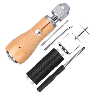 Leather Sewing Awl Thread Kit with Waxed Thread Manual Tool Accessories ...