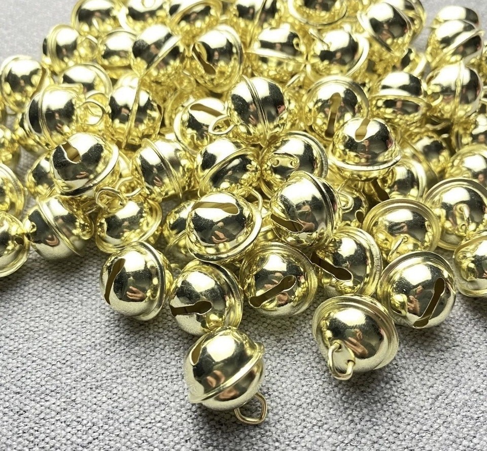 10Pack(60Pcs) 17mm Gold Jingle Bells With Gift Bags For DIY Christmas ...