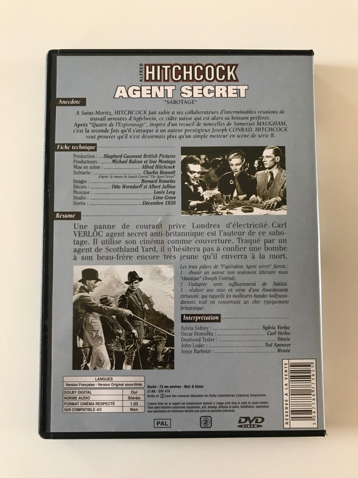 Alfred Hitchcock DVD bundle 6 discs. English / French language. French ...