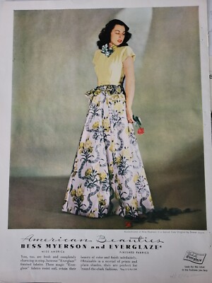 1946 Miss America Bess Myerson Samuel Kass evening gown vintage ad | eBay