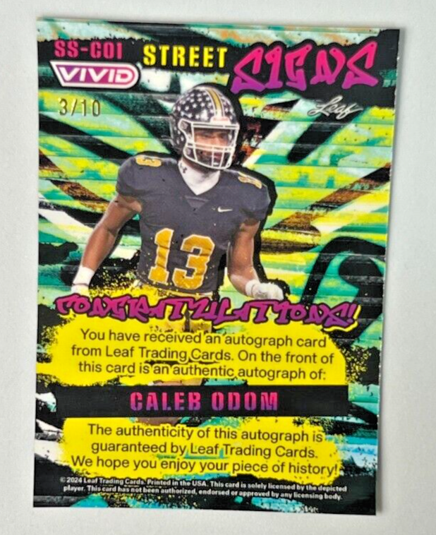 2024 Leaf Vivid Street Signs CALEB ODOM Auto 03/10 | eBay
