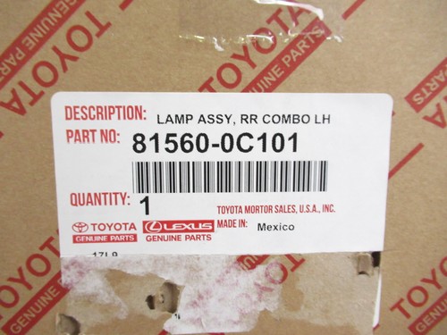 Genuine OEM Toyota 81560-0C101 Driver LH Tail Light Combo Lamp Assy 14 ...