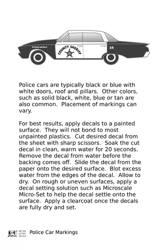 K4 N 1:160 Scale Decals Police Car Markings Gold, Silver Black and ...