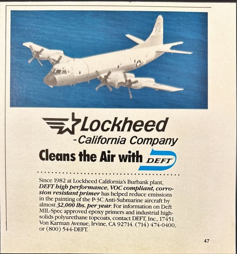 Lockheed Deft High Performance Aircraft Primer Vintage Print Ad 1987 | eBay