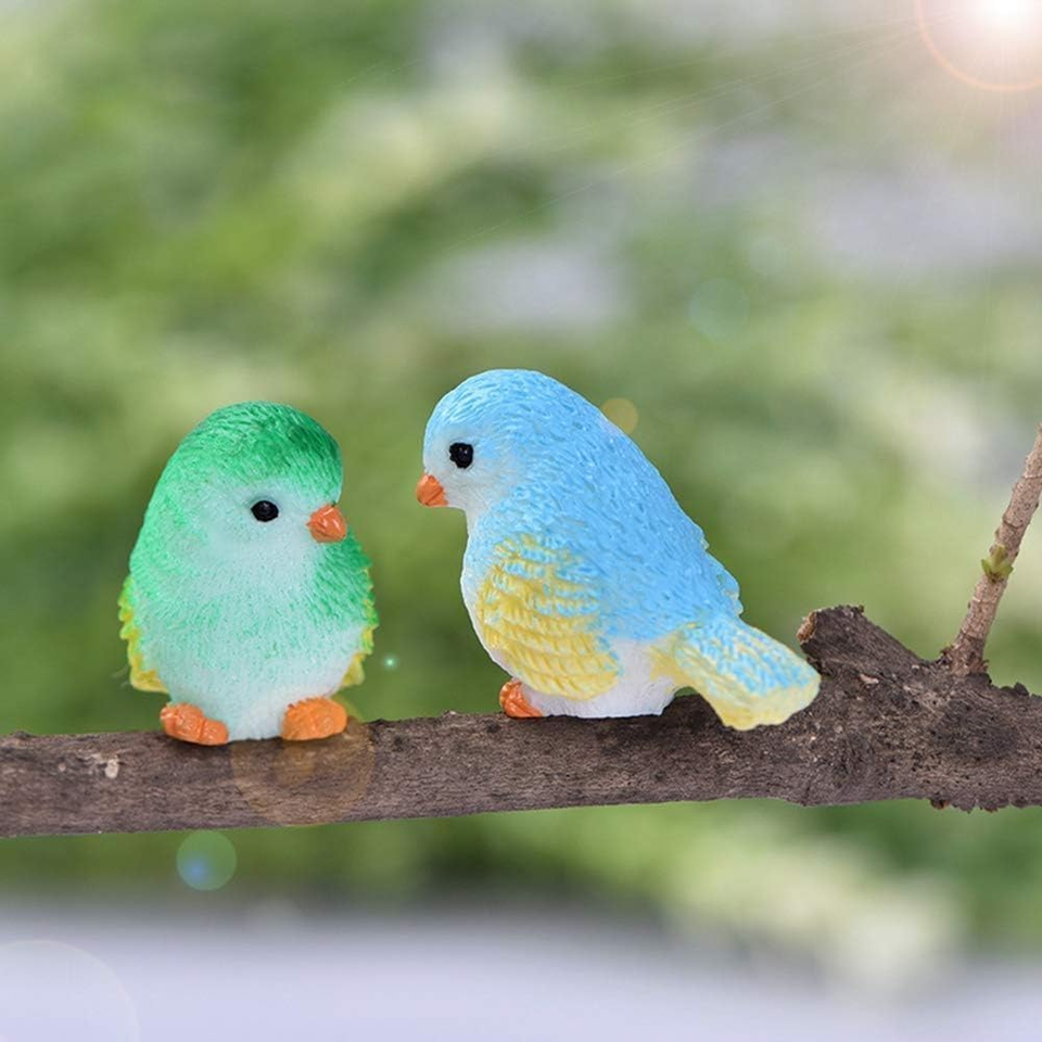 4Pcs Blue Miniature Figurines, Mini Resin Birds, Fairy Garden ...