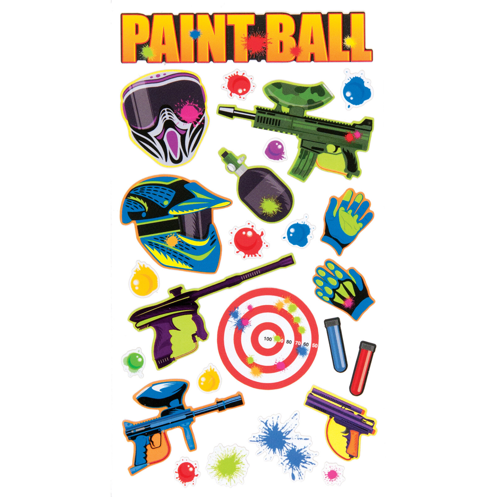 Scrapbooking Stickers Sticko Paint Ball Guns Target Masks Gloves Splats ...