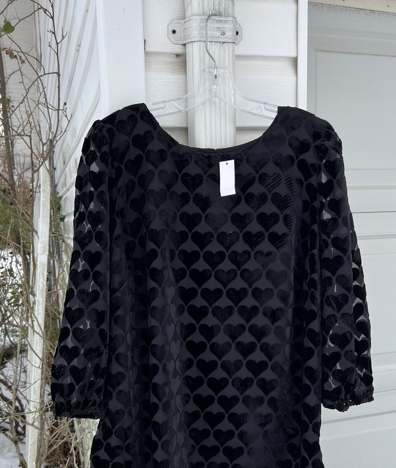 NWT Talbots Gorgeous Black Burn Out Hearts Lined Bodice Blouse 1X | eBay