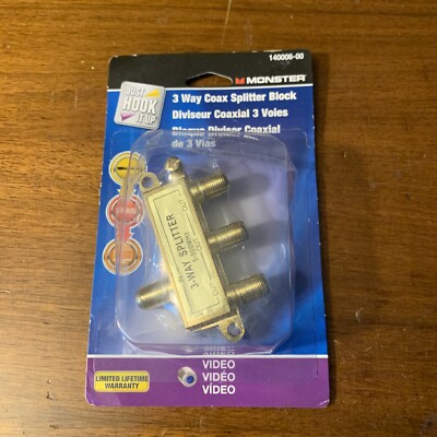 Monster 3 way Coax Splitter Block 5-900 MHz #140006-00 NEW | eBay