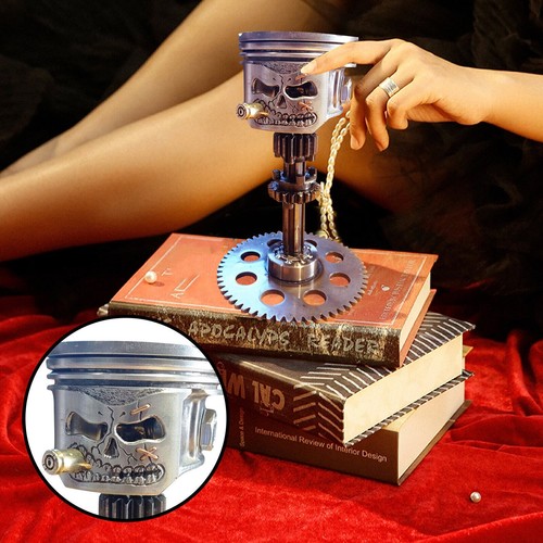 Sculpture Realistic Carving Piston Skull Face Skull Man Head Figurine ...