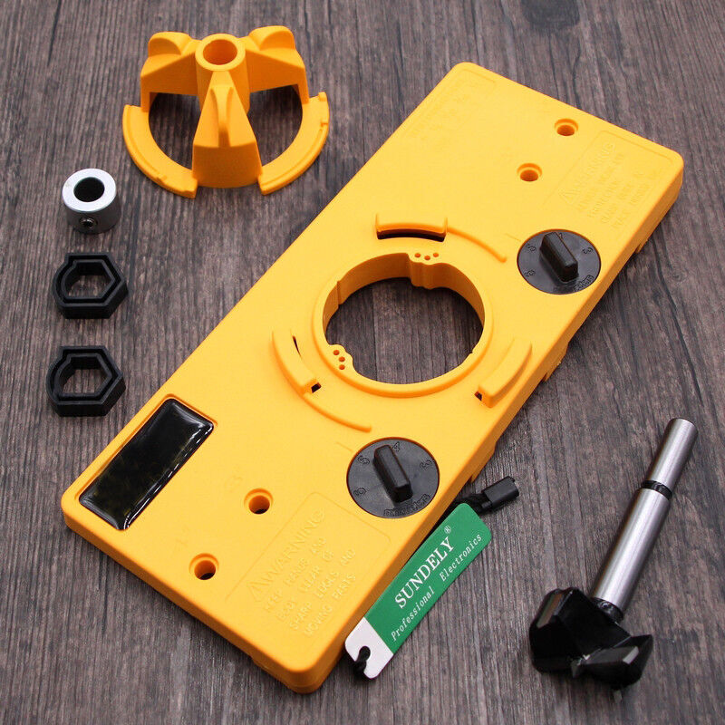 Concealed Hinge Jig Boring Hole Cutter Guide w/ 6pcs Wood Forstner ...