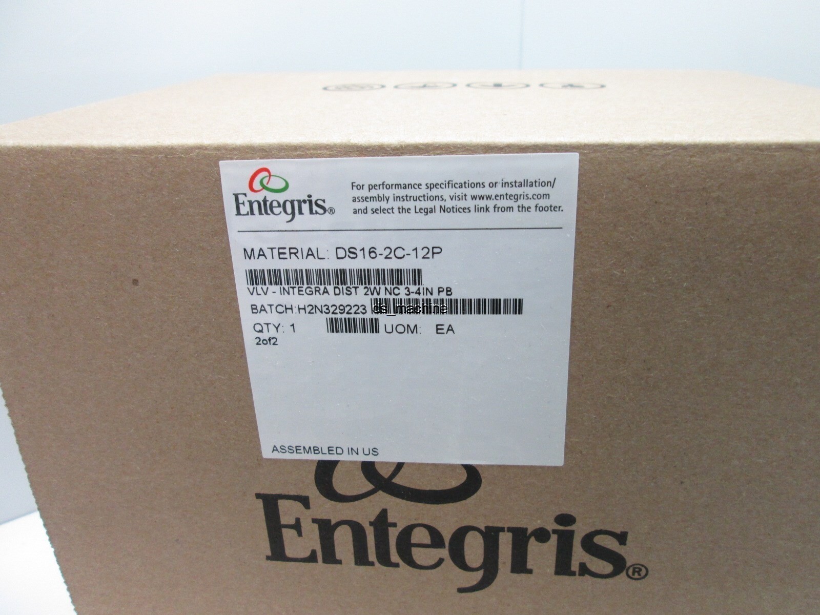 New Entegris DS16-2C-12P Pneumatically Operated Diaphragm Valve, 3/4 ...