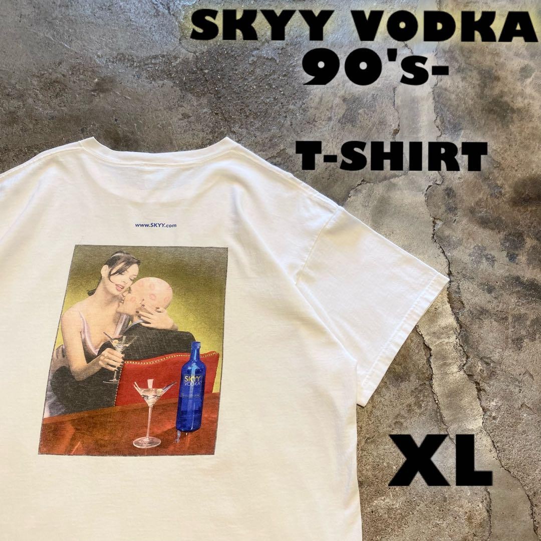 Xl 90'S- Skyy Vodka Liquor T-Shirt White No.mv1138 - Gem
