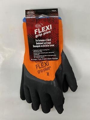 BOSS FLEXI GRIP PLUS WORK GLOVES #7842X X-LARGX SIZE MAXIMUN GRIP HI ...