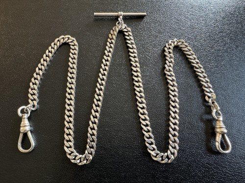 Sterling Silver Double Albert Chain Pocket Watch Chain or Necklace | eBay
