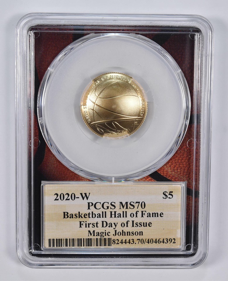 MS70 2020-W GOLD $5 Auto Magic Johnson Basketball HOF Commemorative ...