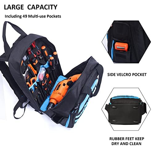 Tool Backpack Heavy Duty Jobsite Backpack Toolsbag With Multiuse Pocket ...