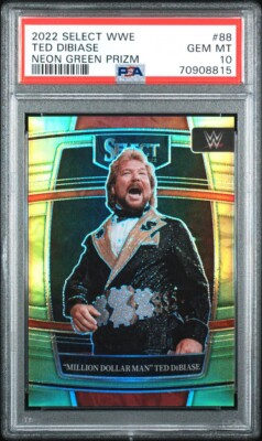 2022 Select WWE Million Dollar Man TED DIBIASE Neon Green Prizm /49 PSA ...