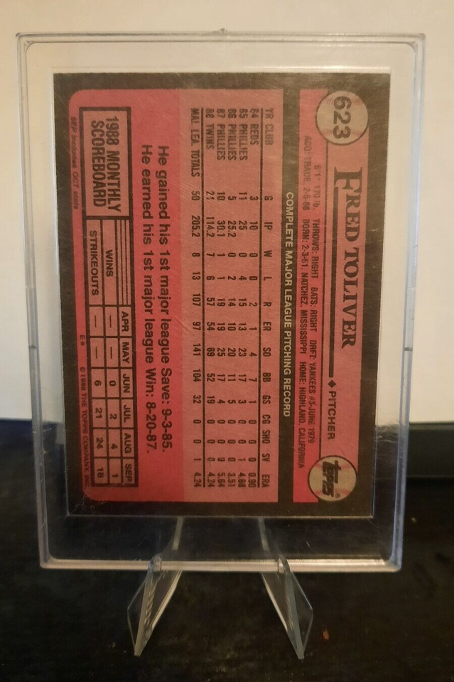 MARK McGWIRE 1989 TOPPS MISPRINT CARD #623 MINT "BACK IS FRED TOLIVER ...