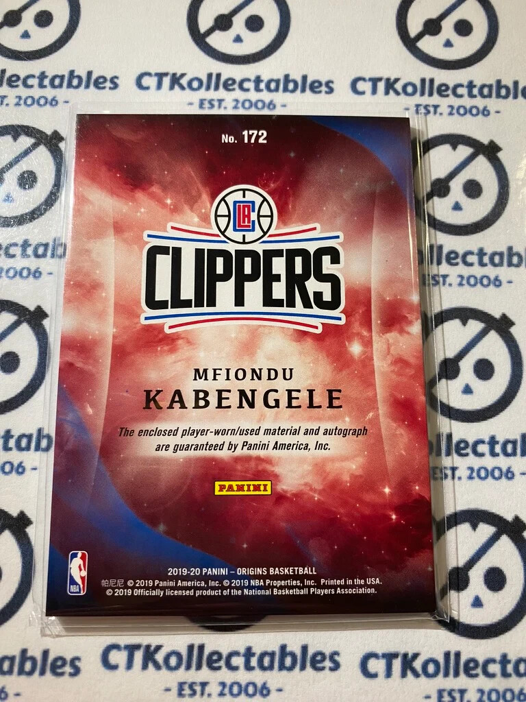 2019-20 NBA Panini Origins Mfiondu Kabengele Rookie Patch Auto Clippers ...