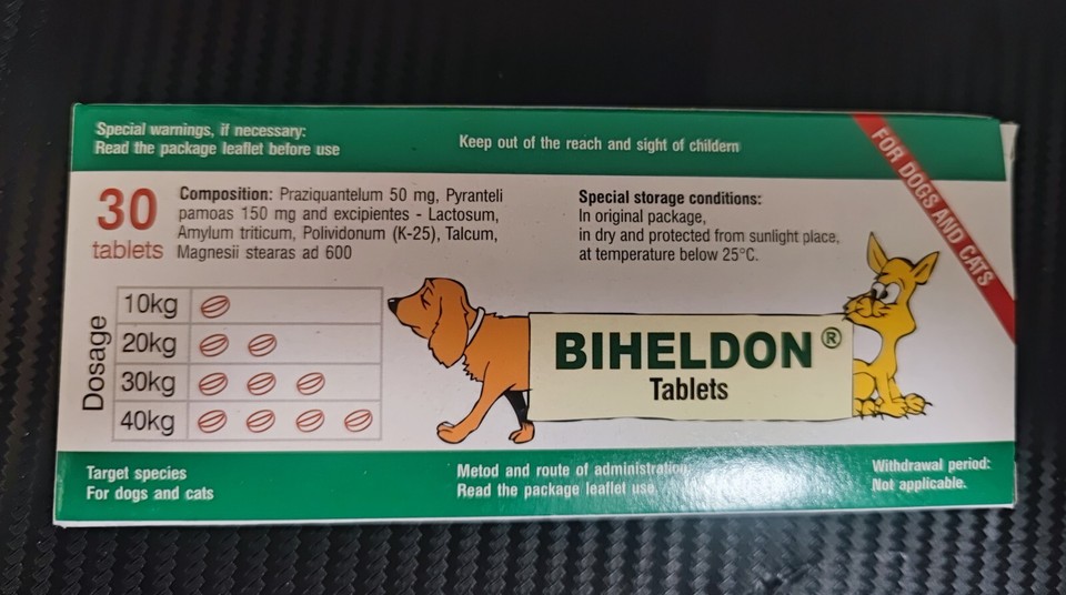 Bihldon 50 Tablets Wormer Roundworm Tapeworm Worming Tablet for Dog ...