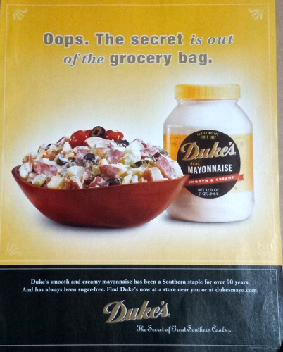 2008 print ad -Duke's Mayonnaise grocery bag secret CF Sauer Company ...