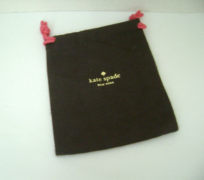 Kate Spade Jewelry Pouch Dust Bag Brown, Gold, Pink Drawstring, 6" x 5 ...