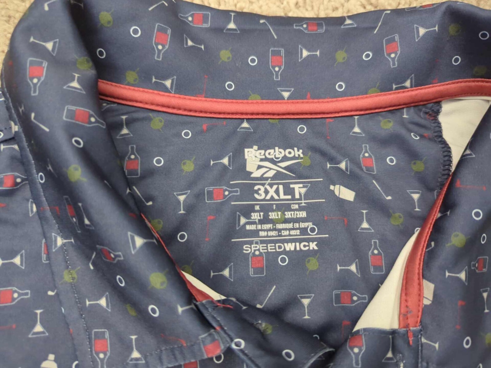 Reebok Polo Shirt Mens 3XLT TALL Speedwick Golf Wine Athletic Casual ...