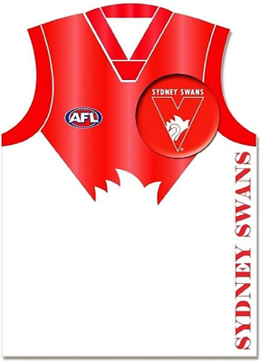 Sydney Swans Official AFL Blank Greeting Card Pin On Metal Badge 12cm x ...