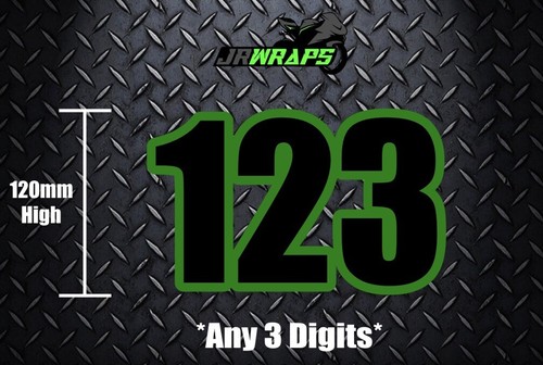 Race Numbers Stickers Decals - Any 3 Digits 120mm (H) Gloss Black ...