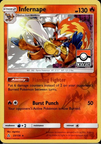 Infernape 23/156 Reverse Holo Pokémon Leauge Stamped Promo Pokémon Card ...