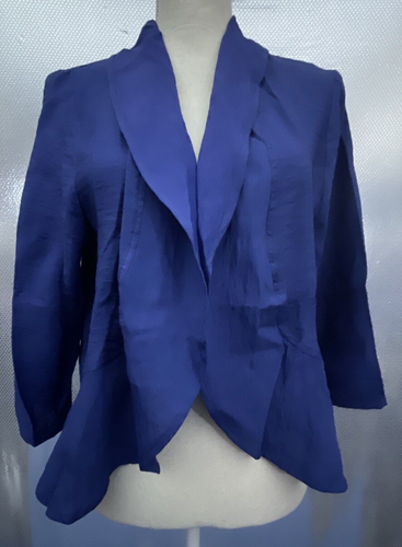 Fresh Produce Womens Sz M Blue Open Front Circle Cardigan Blazer Jacket ...