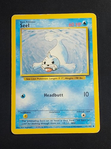Seel 41/102 Pokemon TCG Base Set Vintage WOTC Card Moderately Played MP ...