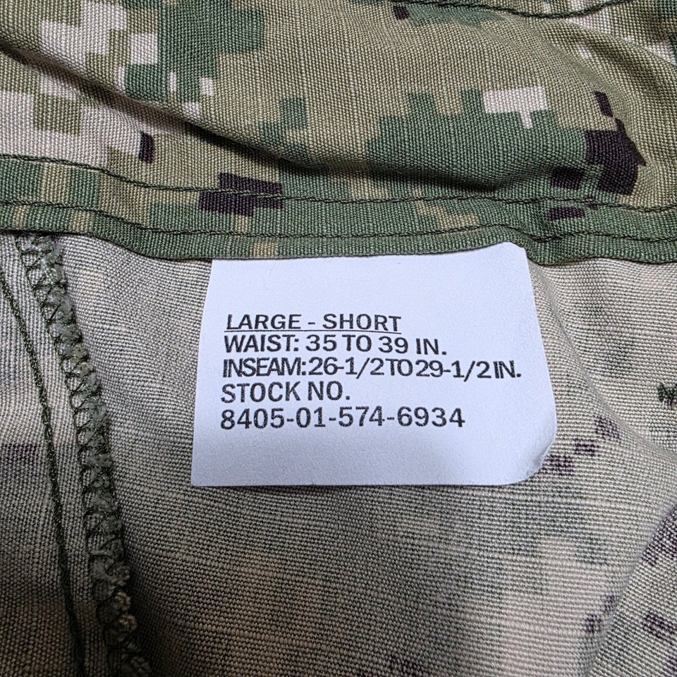 US Navy Working Uniform Type III Camo Cargo Pants Large Short NWU III ...