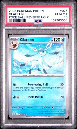 2025 POKEMON PRE EN-PRISMATIC EVOLUTIONS POKE BALL REVERSE HOLO GLACEON ...