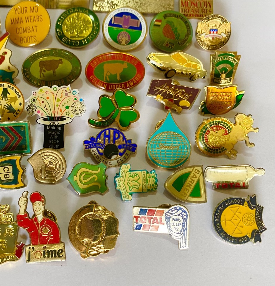 Pins Badges Mixed Bulk Lot Rare Vintage Huge Collection Working Clasps ...
