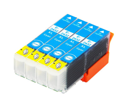 4 Cyan E24XL Ink Cartridges For Use With Epson XP-55, XP-860, XP-960 ...