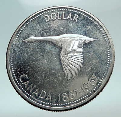 1967 CANADA CANADIAN Confederation Founding with GOOSE Silver Dollar ...