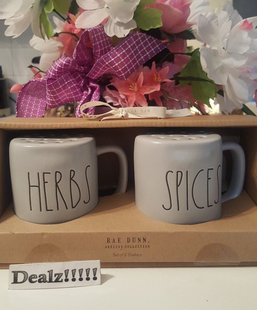 Rae Dunn HERBS / SPICES Gray Shakers- New in Box Set Of Two. Artisan ...