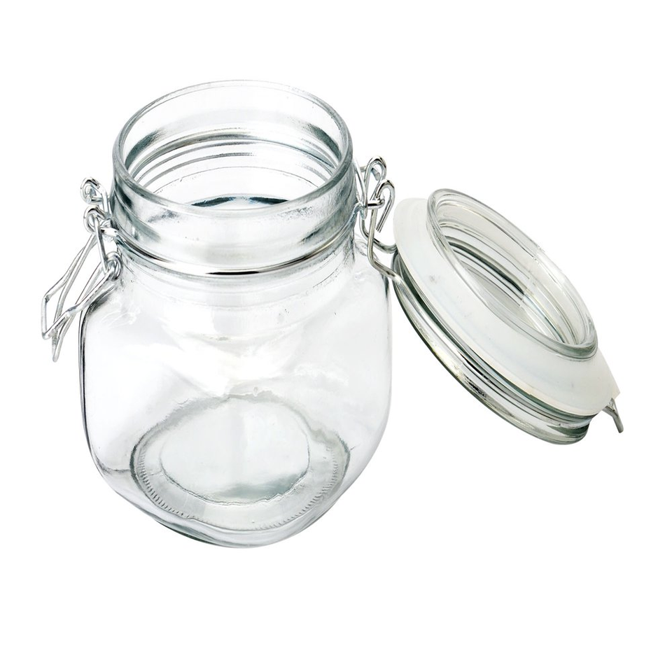 Storage Clear Glass Lock Lid Jar Air-Tight Closure Kitchen Cabinets ...