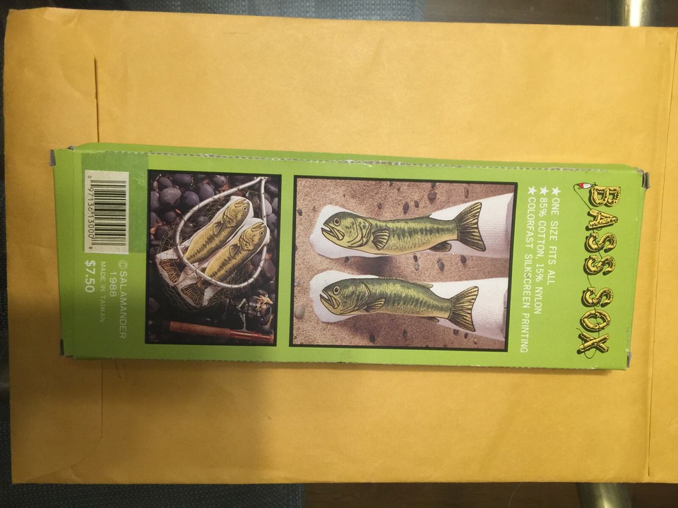 Vintage Bass Theme Fish Socks - One Size Fits All - NOS Salamander U.S ...