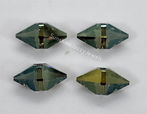 4pc Swarovski Crystal Iridescent Green 12x9mm Double Spike 5747 Beads ...