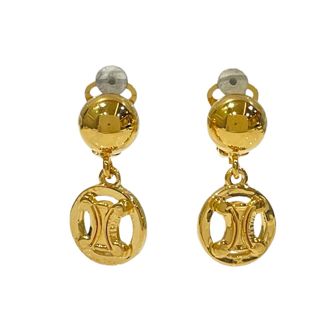CELINE Earrings logo Chain Vintage Gold Circle Triump… - Gem