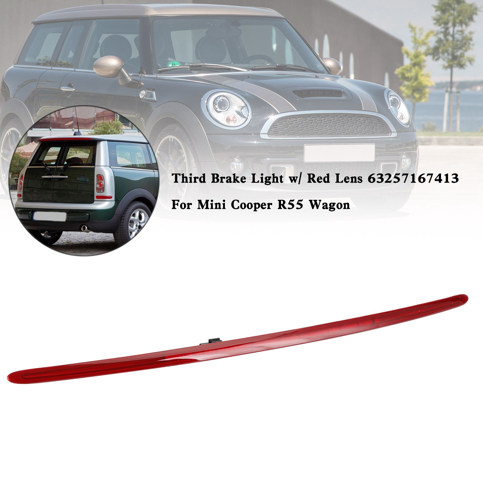 Third Brake Light w/ Red Lens 63257167413 Fit Mini Cooper R55 Wagon Red ...