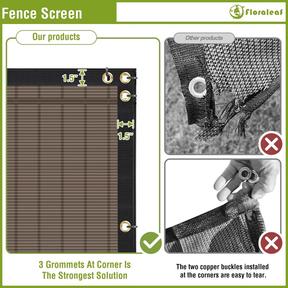 8'X20' Brown Privacy Screen Fence Windscreen Mesh Shade Net Cover Heavy ...