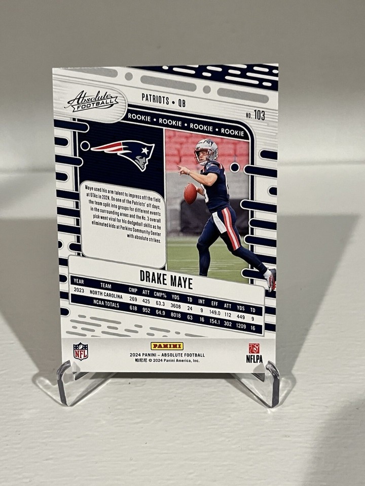 2024 Absolute Drake Maye Base Rookie Card #103 RC Patriots | eBay
