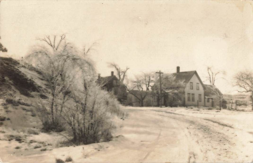 Postcard RPPC Dirt Road Snow Village AZO Stamp Box DB | eBay