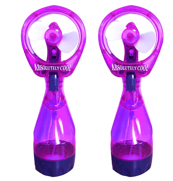 Lot of 2X Water Mist Spray Bottle Fan Portable Handheld Mister -purple ...