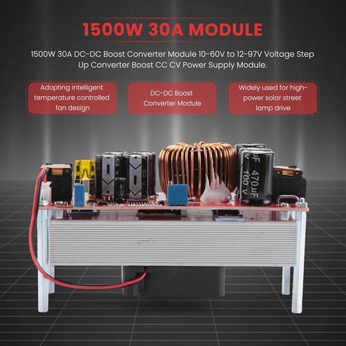 1500W 30A DC-DC Boost Converter Module 10-60V to 12-97V Voltage ...